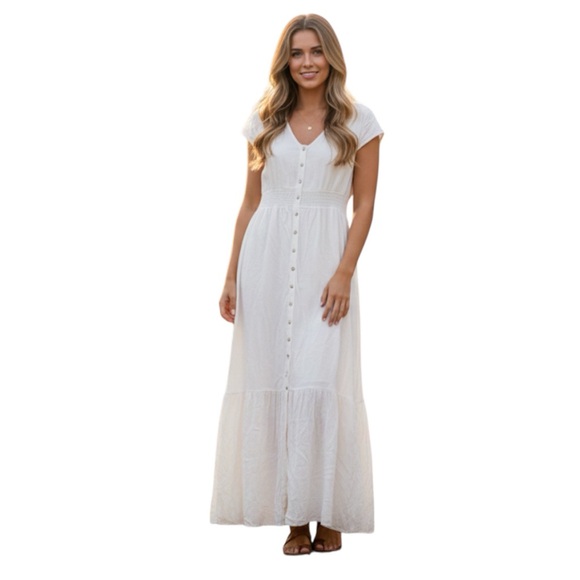 Sim & Sam | Dresses | Sim Sam Womans Offwhite Maxi Dress Size Medium ...